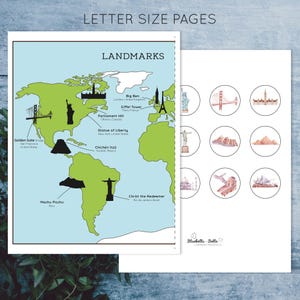 Landmarks of the World Map Matching Activity. Montessori Printable ...