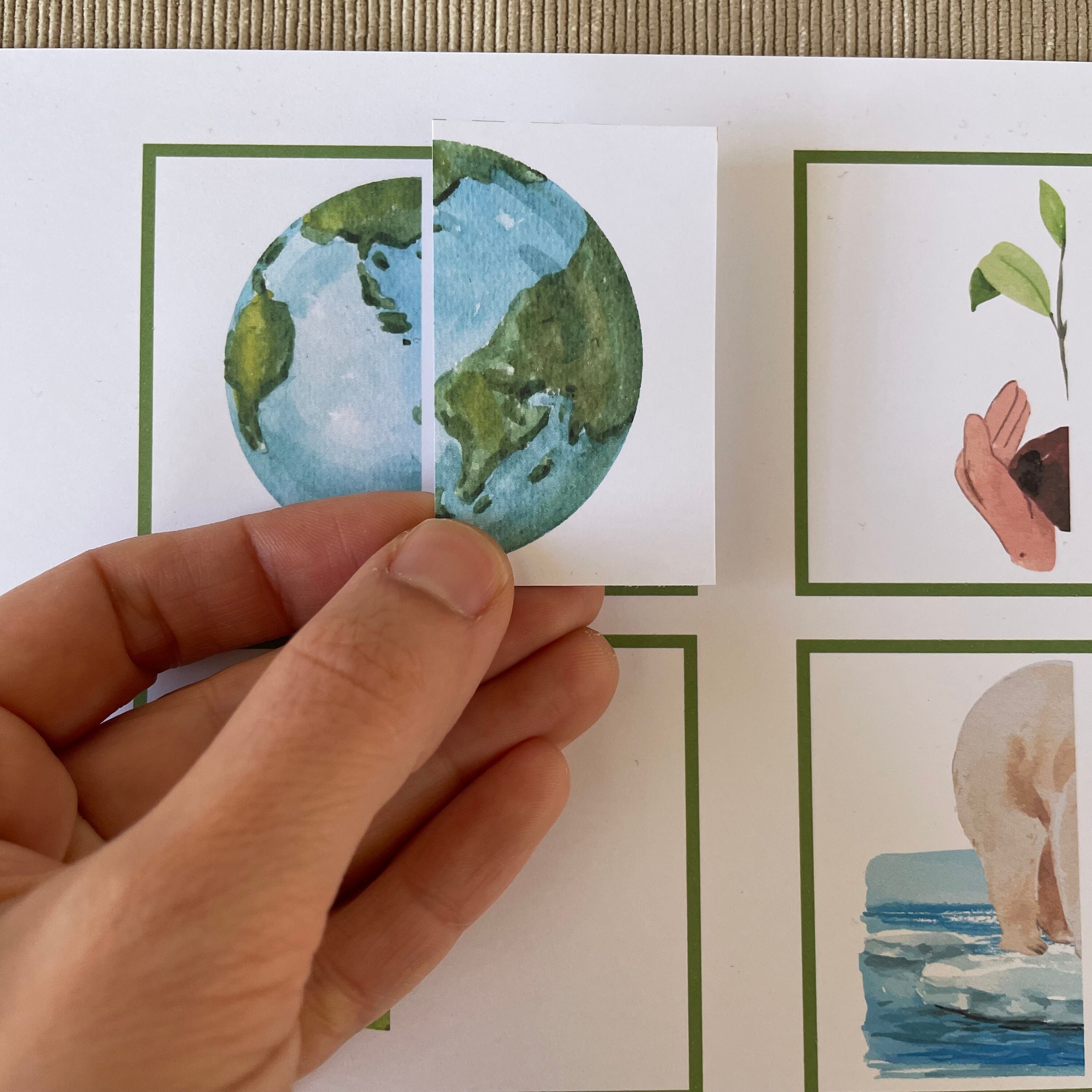 Earth Day Printable Puzzle Halves Matching. Toddler Montessori Spring ...