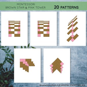 Montessori Pink Tower Brown Stair Pattern Cards Printable. Sensorial ...