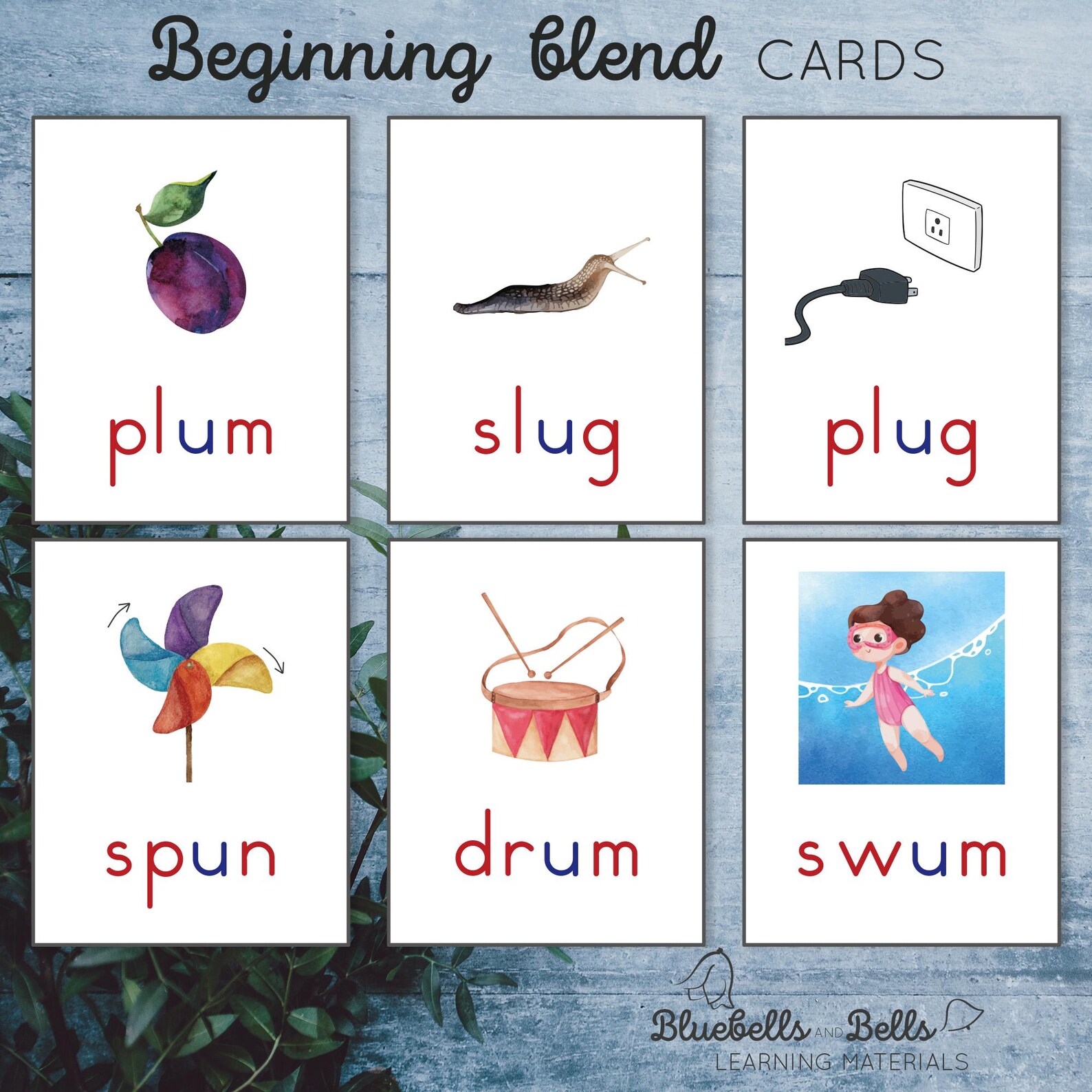 Blends Flashcards. Beginning Blend Printable. CCVC Words Preschool and ...