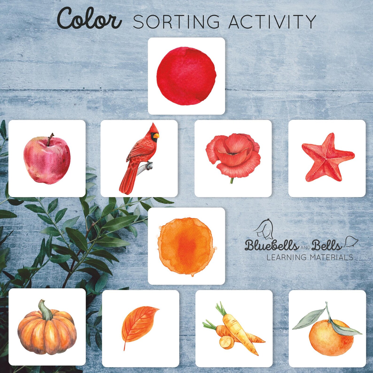 Color Sorting Preschool Printable Activity. Toddler Watercolor ...