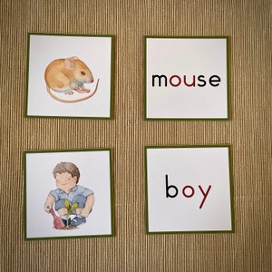 Montessori Printable Green Series Word and Picture Matching Cards ...
