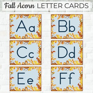 Fall Preschool Printable Letter Cards. Alphabet Classroom Decor for ...