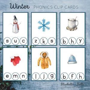 Winter Montessori Printable Phonics Clip Cards. Beginning Sound ...