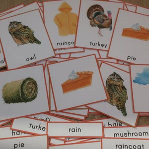Fall Montessori Printable 3 Part Cards. Autumn Vocabulary for Preschool ...