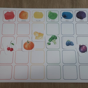 Color Matching Printable Fruits and Veggies. Toddler Sorting Activity ...