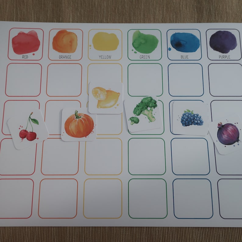 Color Matching Printable Fruits and Veggies. Toddler Sorting - Etsy