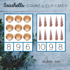 Seashell Count and Clip Cards 1-10. Montessori Ocean Printable ...