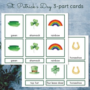 St. Patrick's Day Montessori Printable 3-part Cards. - Etsy