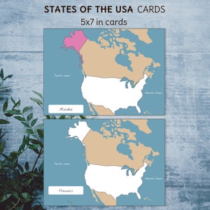 United States Montessori Maps and Cards. - Etsy