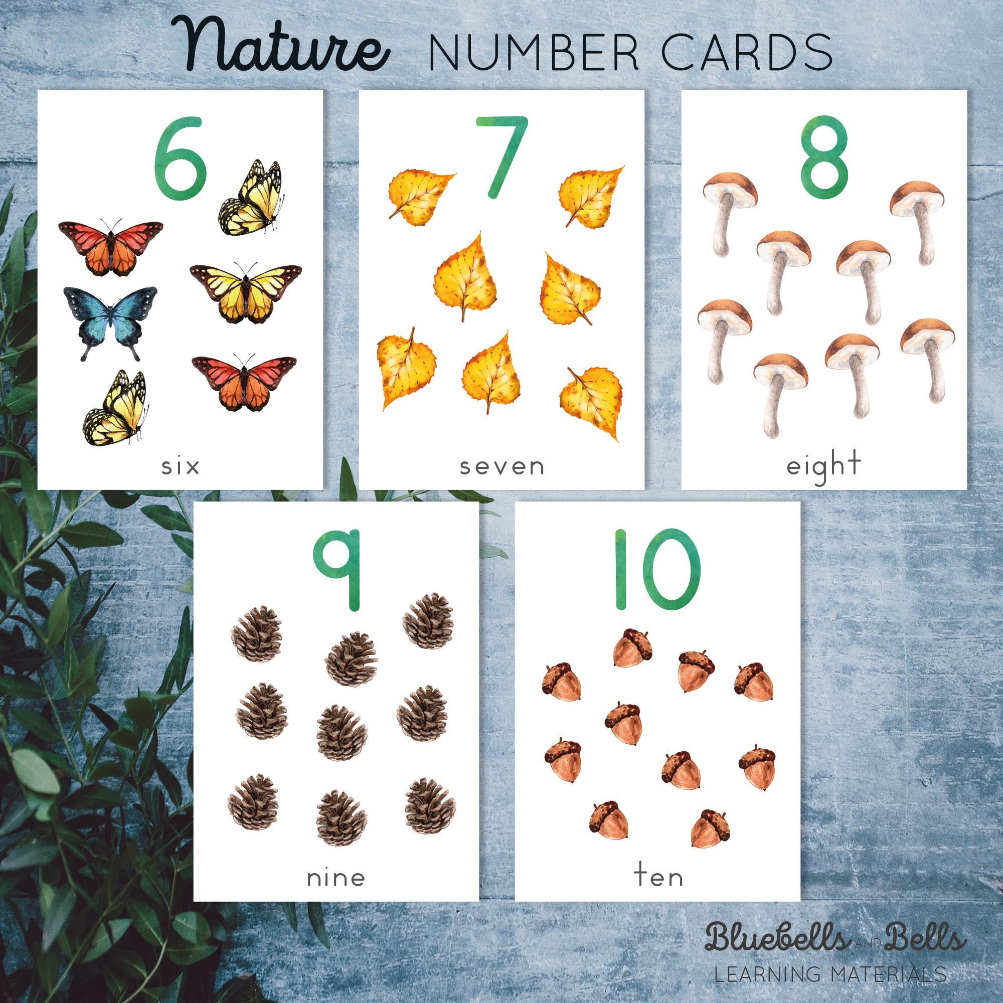 Nature Number Cards 1-10. Counting Cards Toddler. Printable Nursery ...