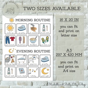 Toddler Routine Chart Poster Morning and Evening. Toddler Printable ...