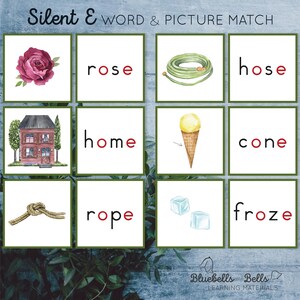 Silent E Montessori Green Series Picture Word Matching Activity. - Etsy
