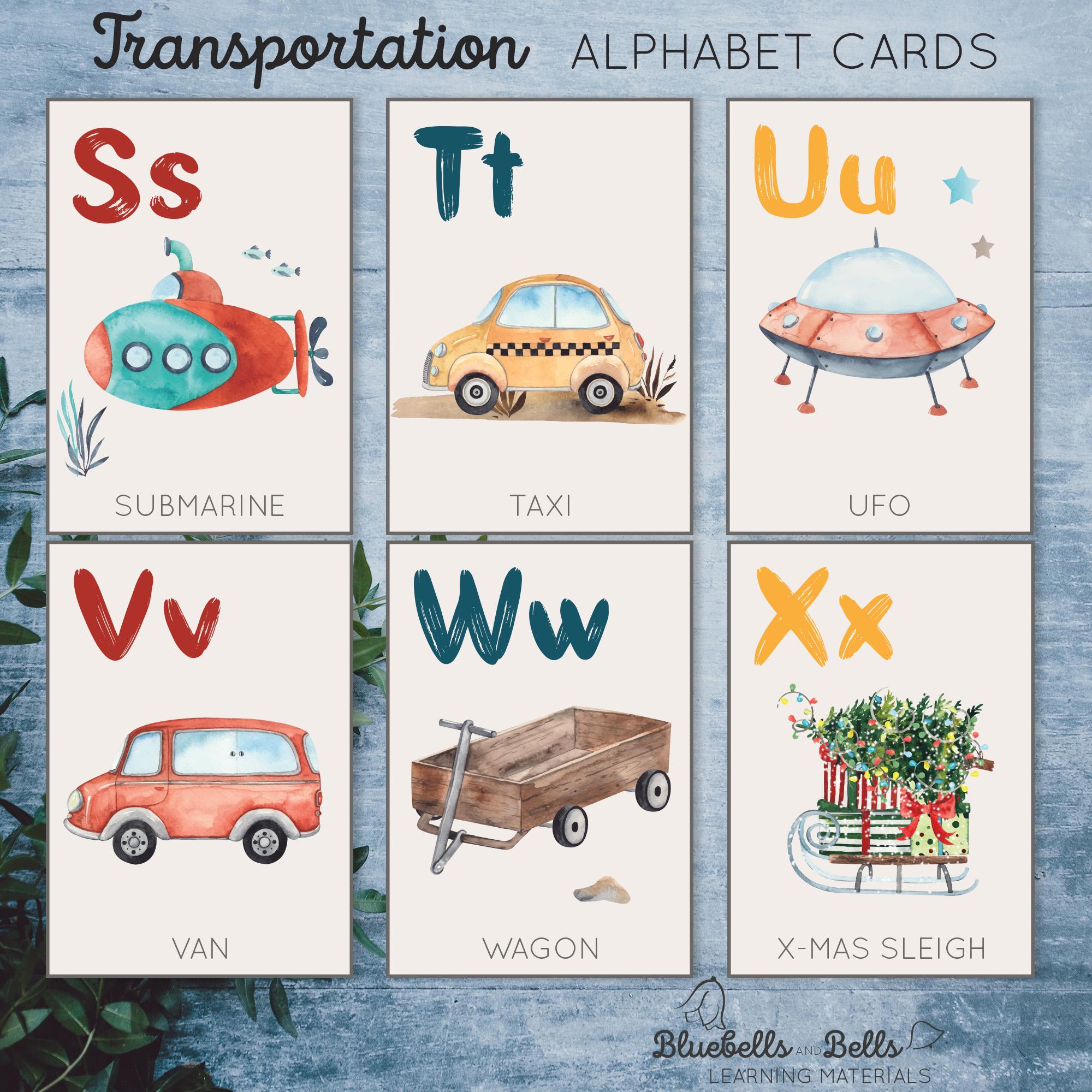 Transportation Alphabet Cards. Toddler Letter Printable. Preschool ...