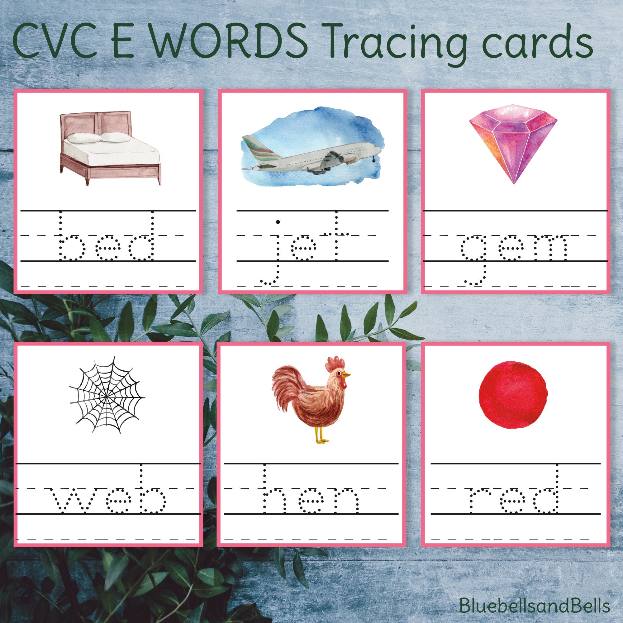 CVC Word Tracing Cards. Montessori Handwriting Practice | Etsy
