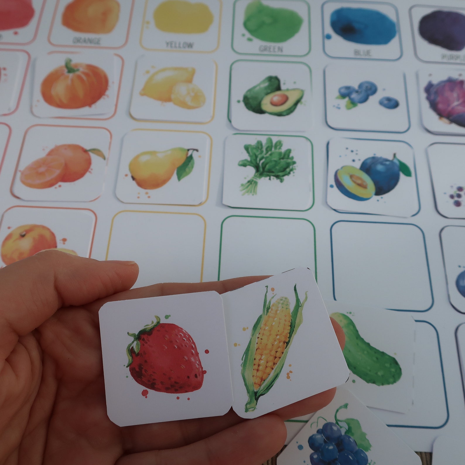 Color Matching Printable Fruits and Veggies. Toddler Sorting - Etsy