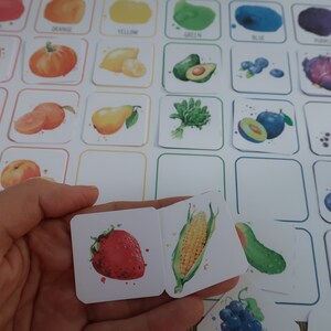 Color Matching Printable Fruits and Veggies. Toddler Sorting Activity ...