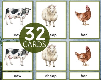 Farm 3 Part Cards - Etsy