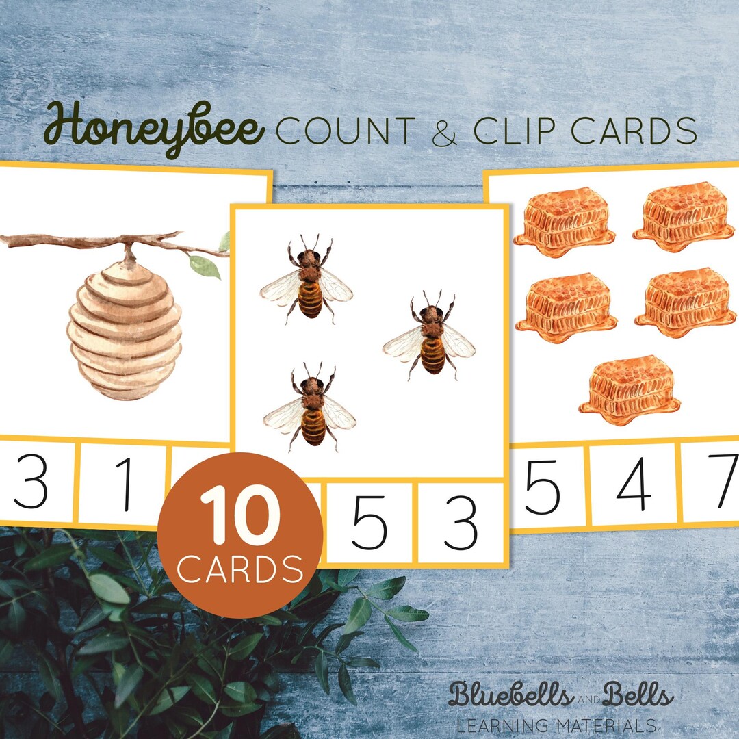 Honeybee Count and Clip Cards 1-10. Preschool Insect Math Printable ...