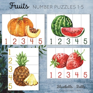 Montessori Toddler Printable Fruits Puzzle Number Sequence 1-5. - Etsy