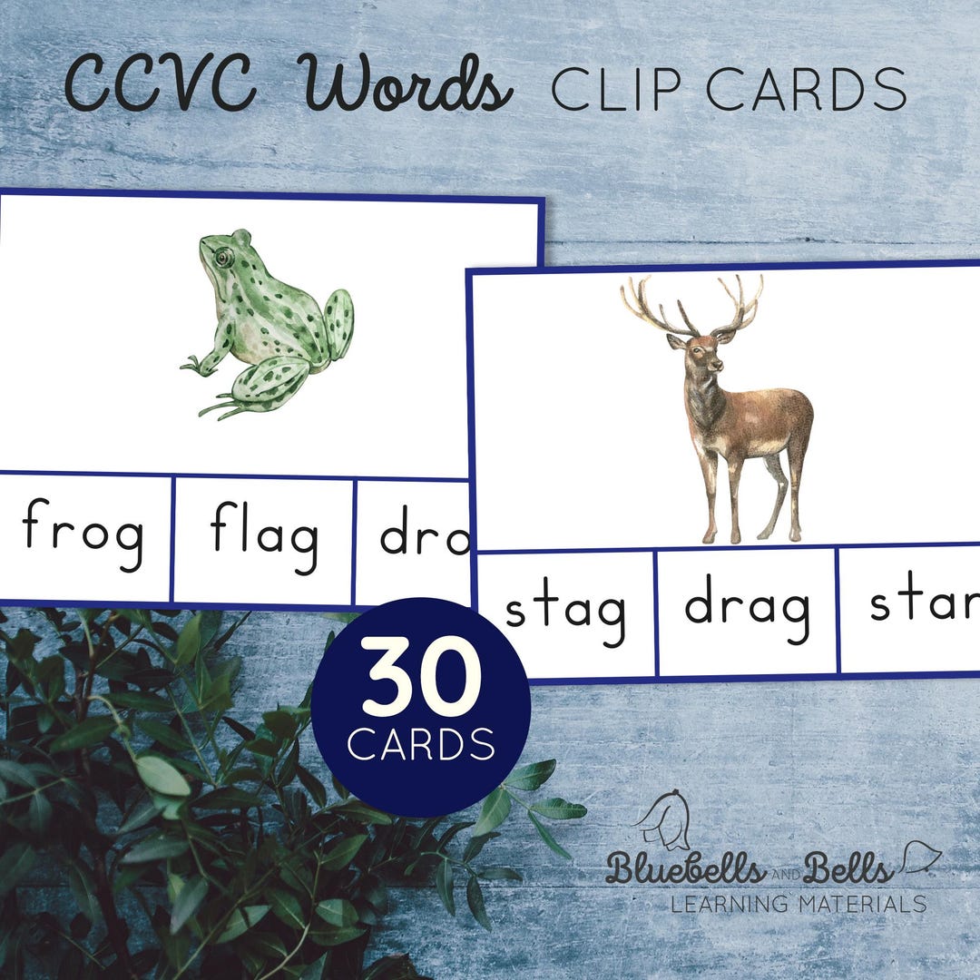 Blend Words Clip Cards. Montessori Blue Series Beginning Blends ...