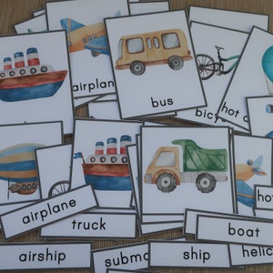 Vehicles Montessori Printable 3 Part Cards. Toddler Transportation ...
