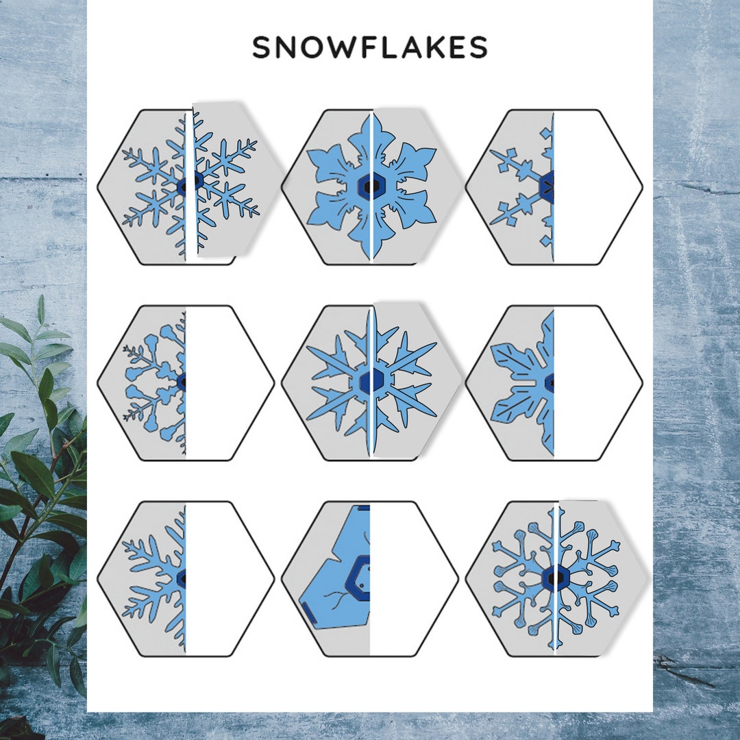Montessori Preschool Winter Printable Snowflake Symmetry Activity ...