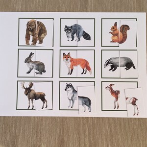 Woodland Animals Puzzle Printable. Montessori Halves Matching Activity ...