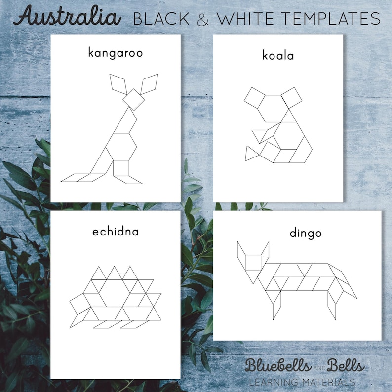 Australia Animals Pattern Blocks Templates. Preschool and Kindergarten ...