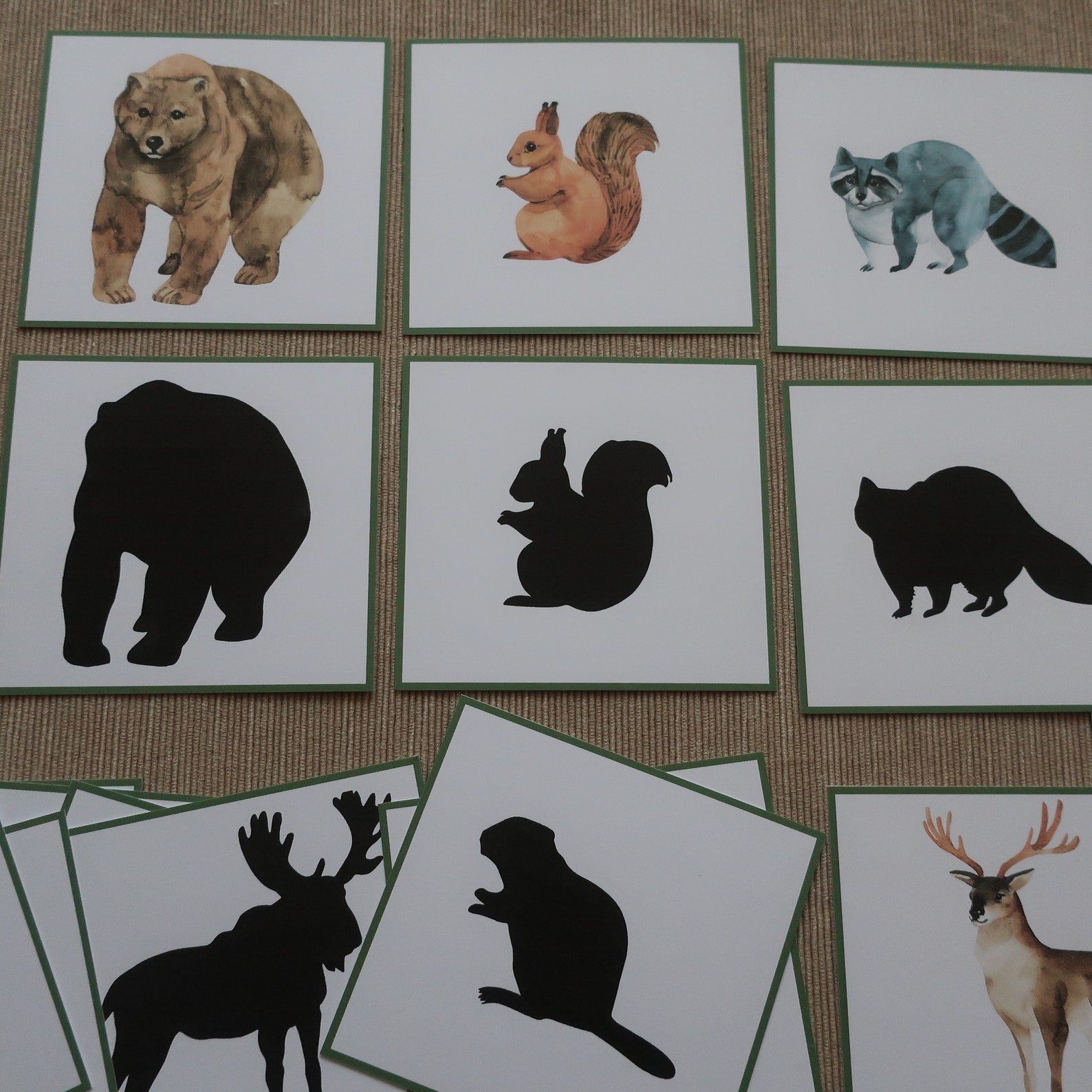 Woodland Animal Montessori Printable Shadow Matching Cards. | Etsy