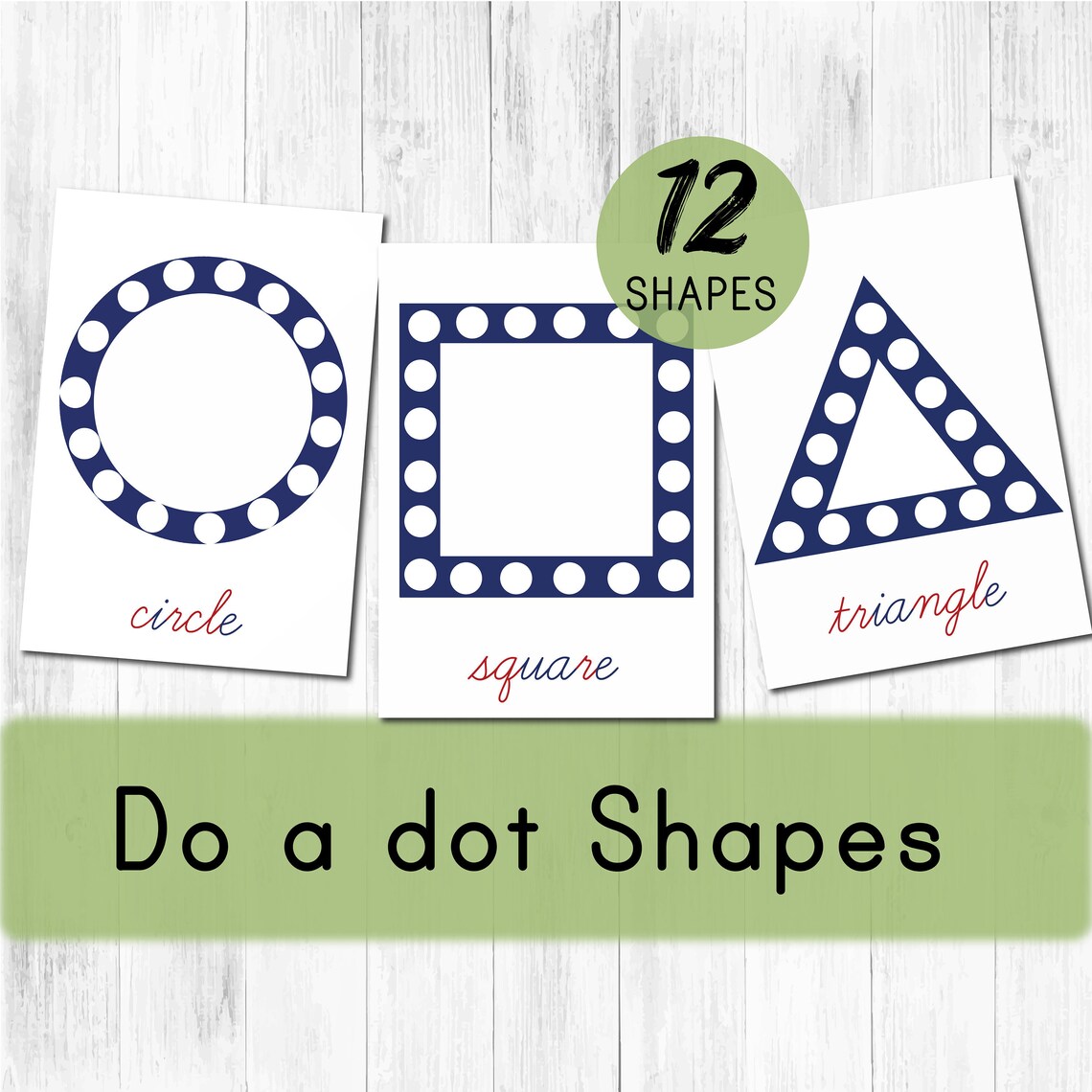 Shapes preschool printable worksheets. Montessori do a dot | Etsy