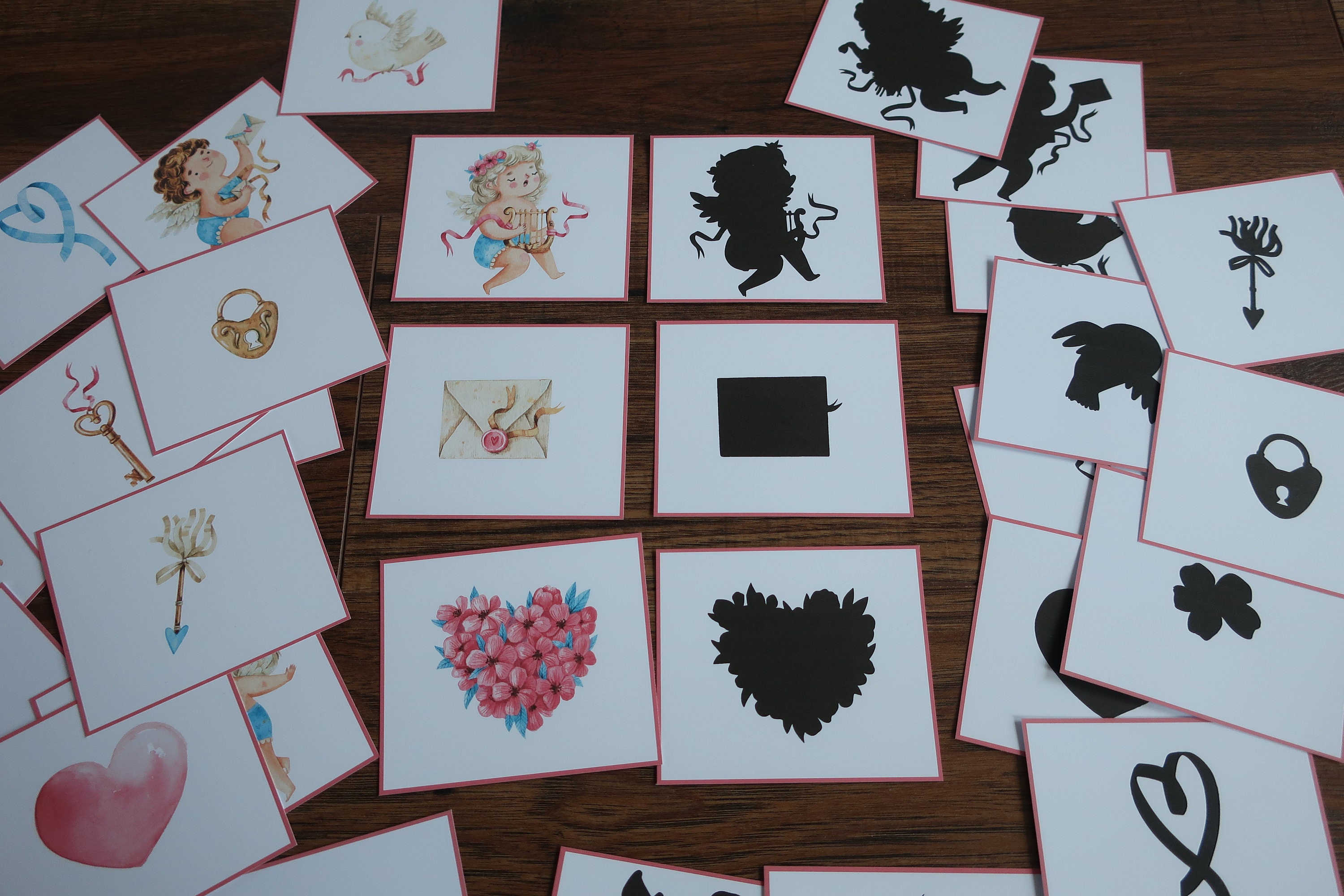 St. Valentines Day Shadow Matching Cards. Toddler Montessori - Etsy
