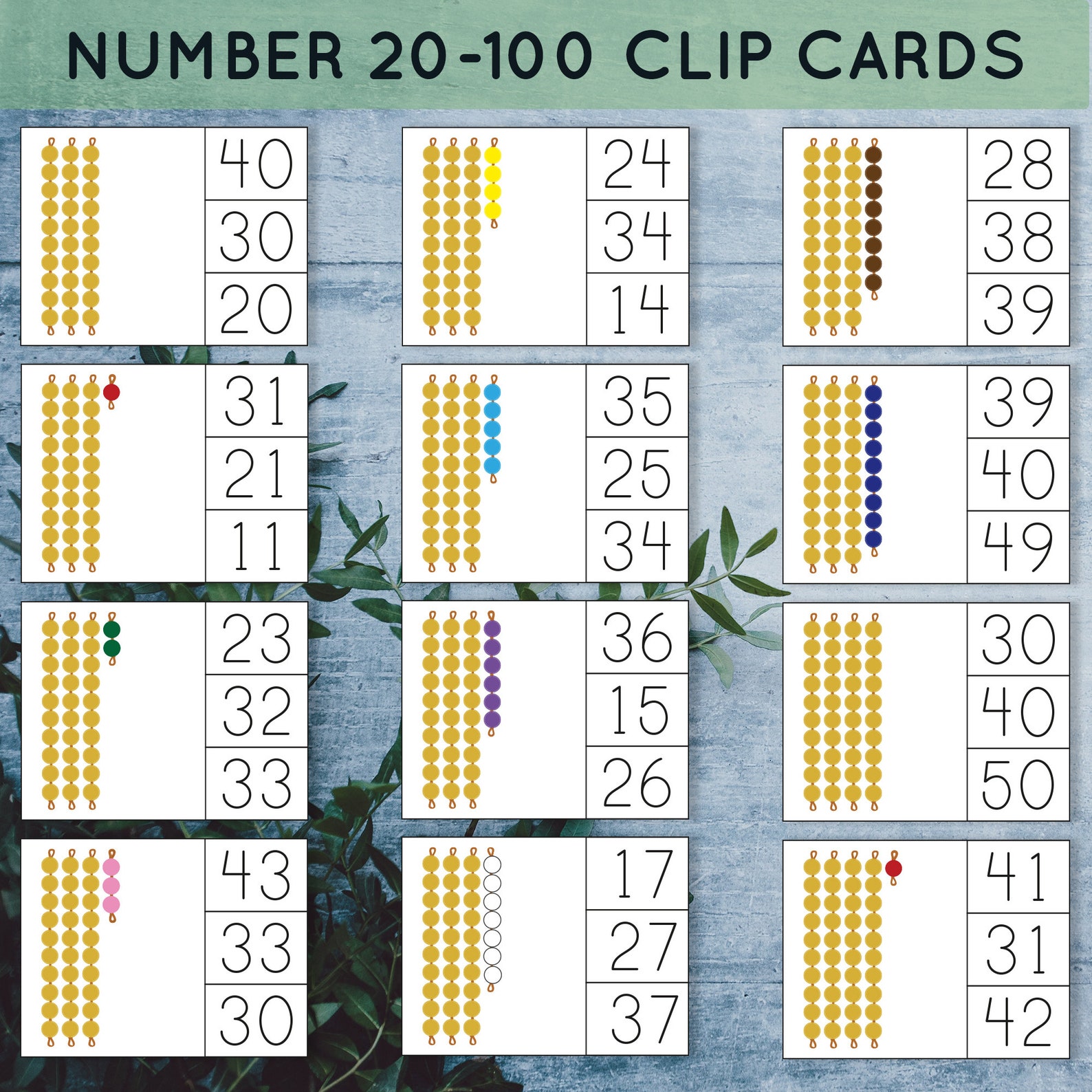 Montessori Printable Ten Boards Cards and Worksheets. - Etsy Australia