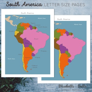 South America Montessori Maps and Country Cards. Continent Study ...