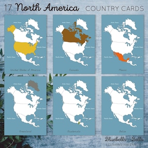 North America Montessori Maps and Country Cards. Geography Continent ...
