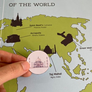 Landmarks of the World Map Matching Activity. Montessori Printable ...
