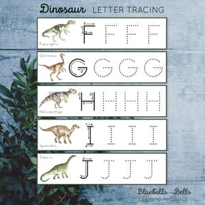 Dinosaur Alphabet Cards Tracing Letters. Preschool Montessori ...