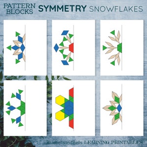 Snowflake Pattern Blocks Symmetry. Winter Preschool and Kindergarten ...