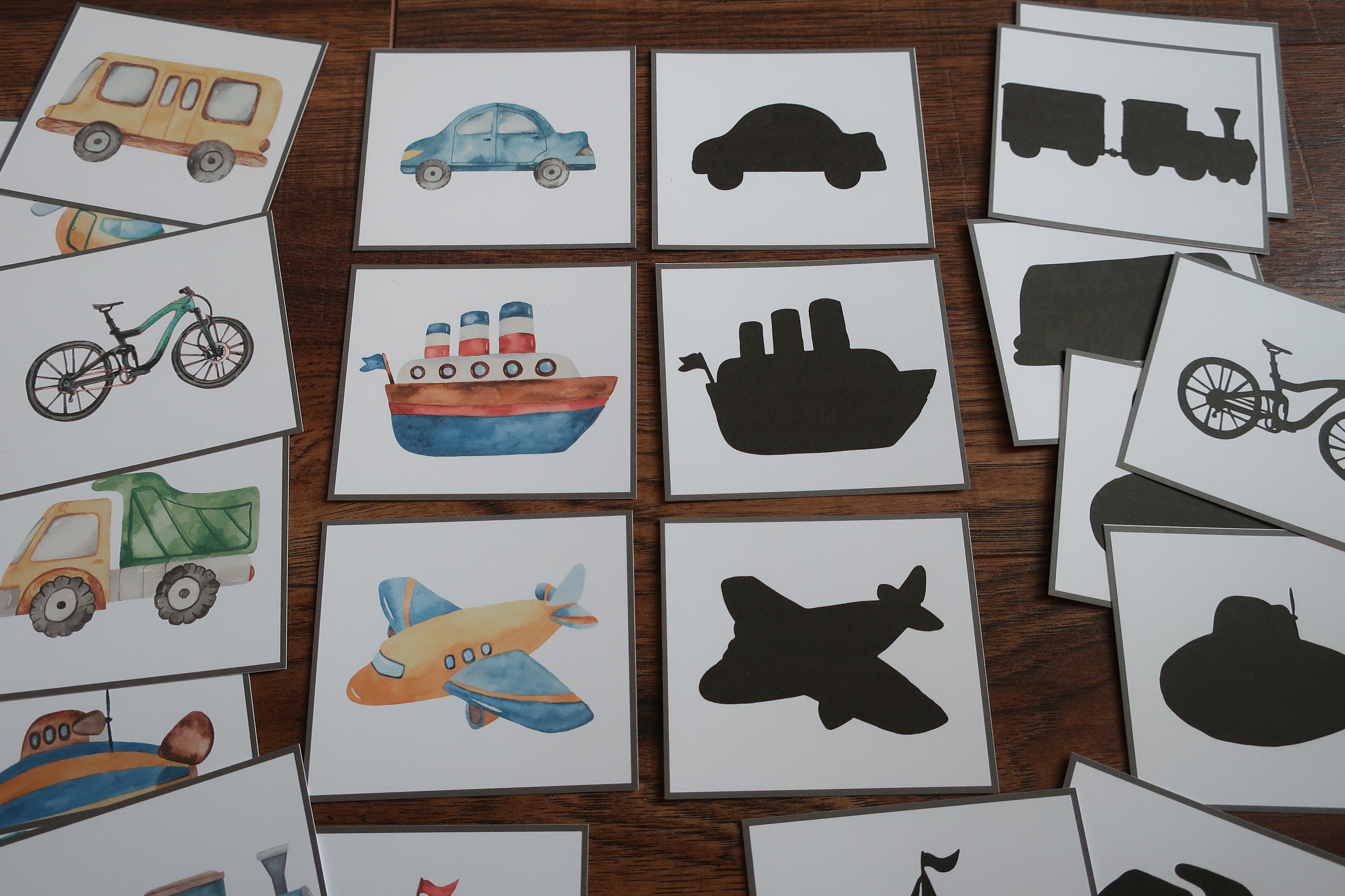 Vehicle Shadow Matching Cards. Montessori Toddler Printable. - Etsy Canada