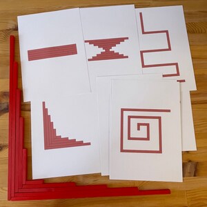 Montessori Red Rods Pattern Cards. Sensorial Extension Printable ...