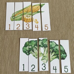 Toddler Puzzle Vegetables Number Sequence 1-5 - Etsy