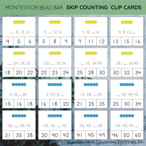 Montessori Bead Bar Skip Counting Clip Cards. Multiplication ...