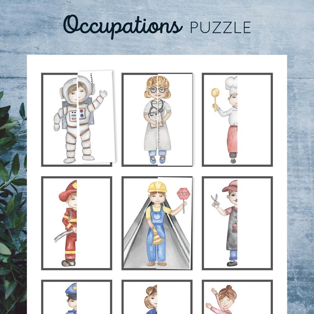 Occupations Puzzle Halves Matching. Community Helpers Printable ...