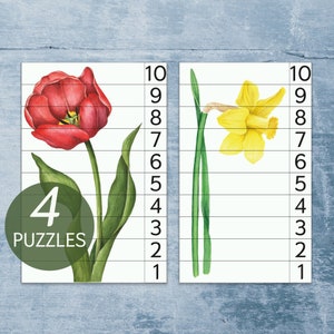 Flower Number Puzzles 1-10. Montessori Spring Printable. Preschool ...