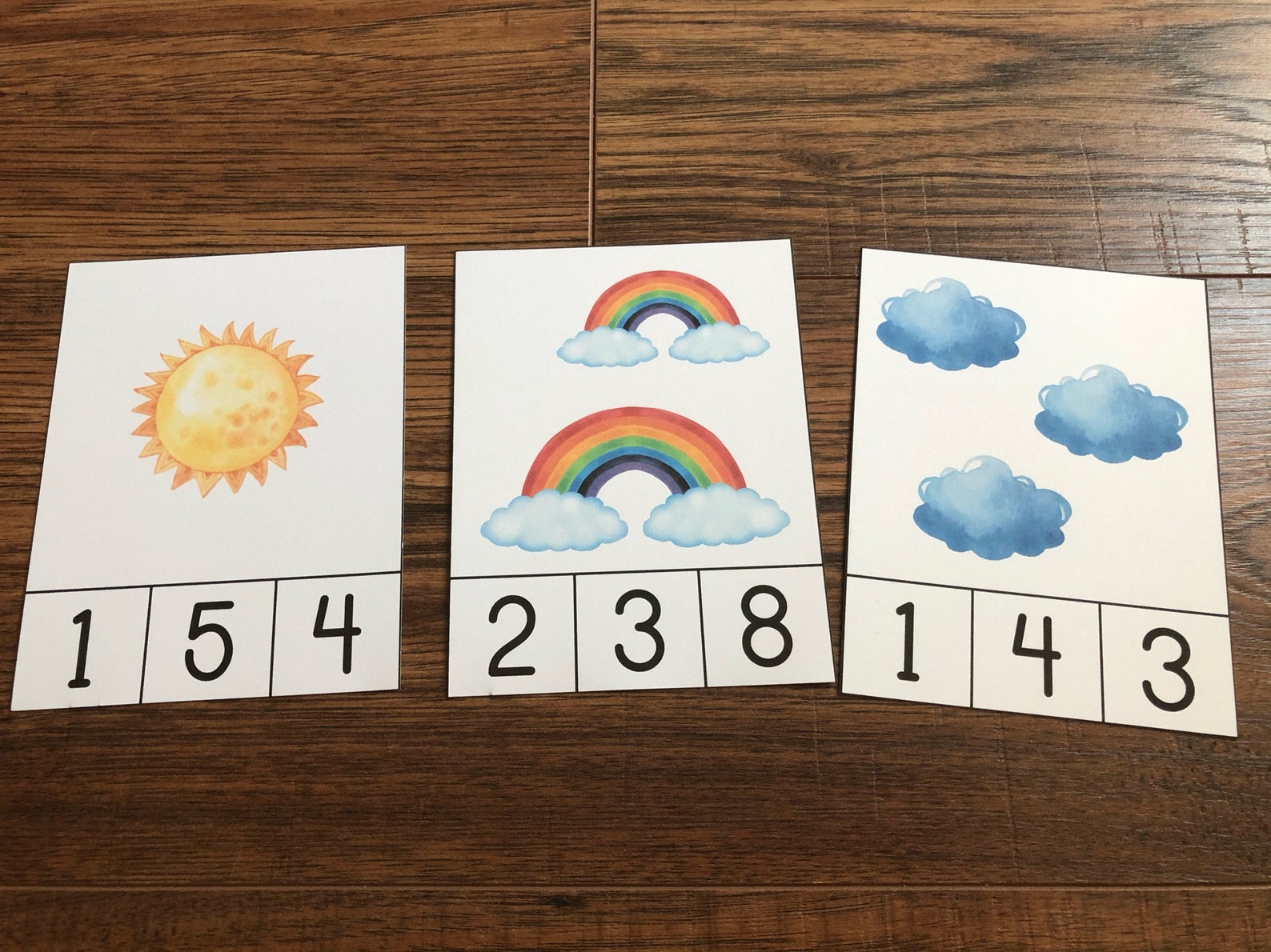 Weather Count and Clip Cards 1-10. Preschool Spring Printable. - Etsy