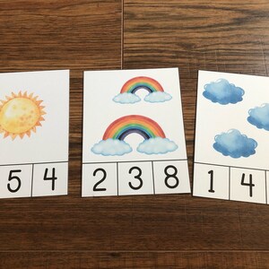 Weather Count and Clip Cards 1-10. Preschool Spring Printable ...