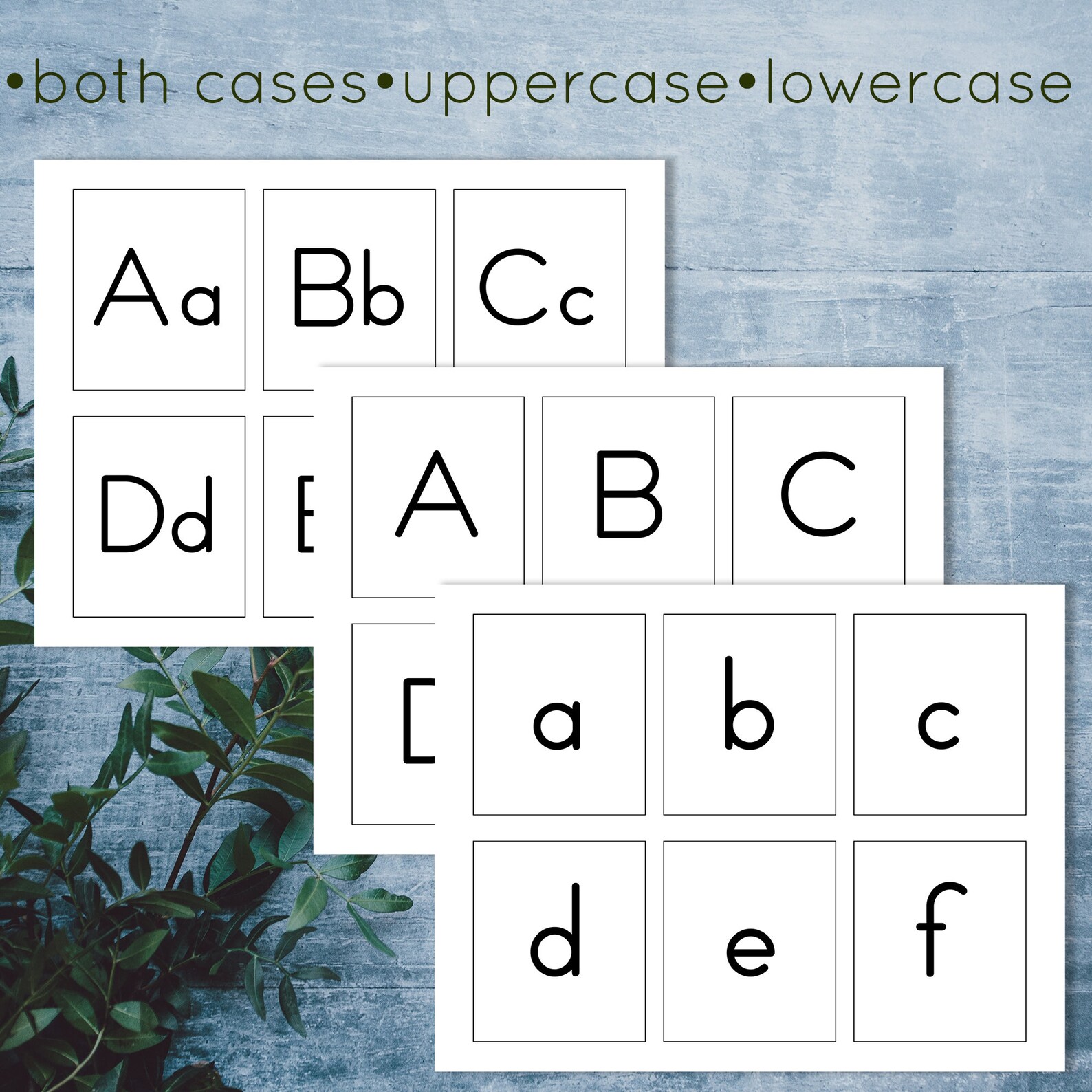 Printable Alphabet Cards. Simple Letter Flash Cards. ABC | Etsy