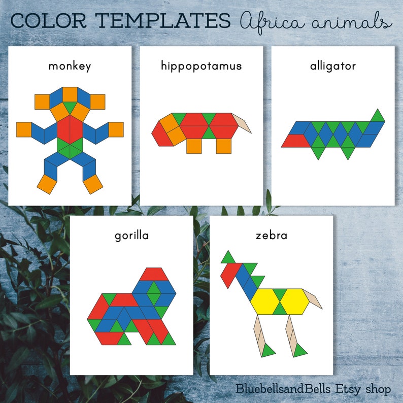 Africa Animals Pattern Blocks Templates. Wild Animals Toddler - Etsy