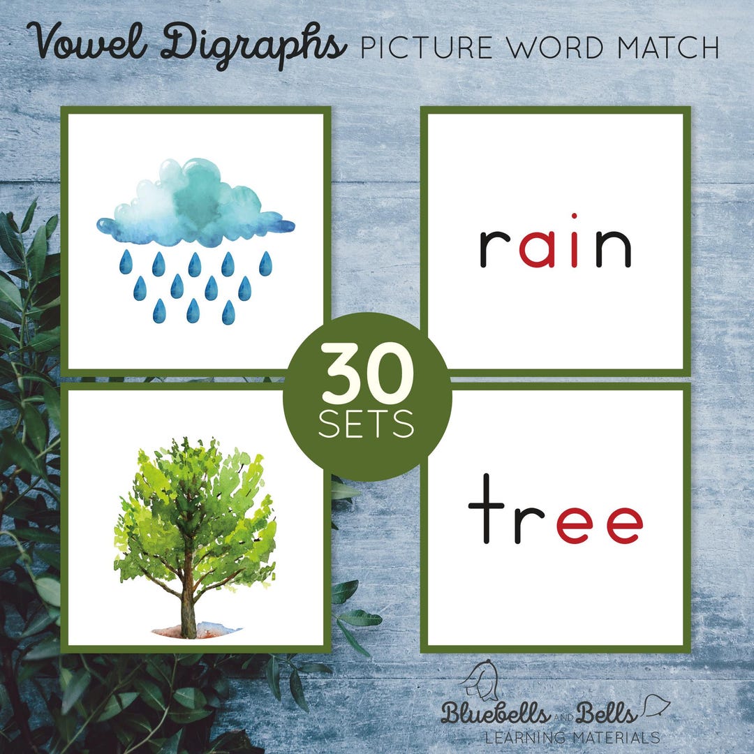 Montessori Printable Digraph Cards for Matching Activity. - Etsy