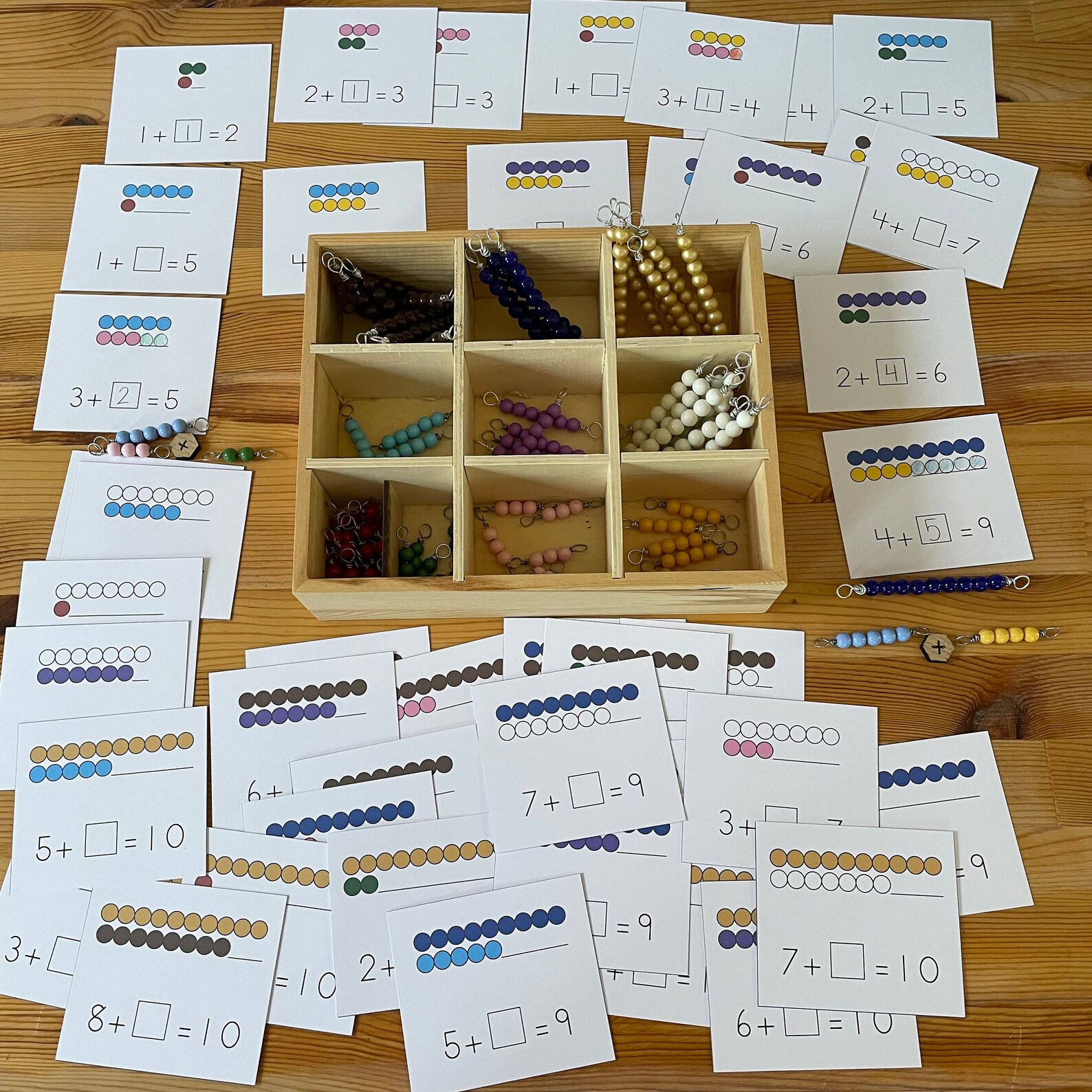 Montessori Beads Addition Printable. Kindergarten Number Bonds Activity ...